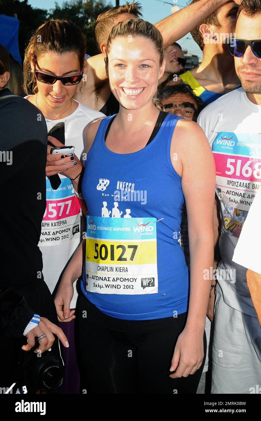 British actress Kiera Chaplin participates in the Athens Marathon Race ...
