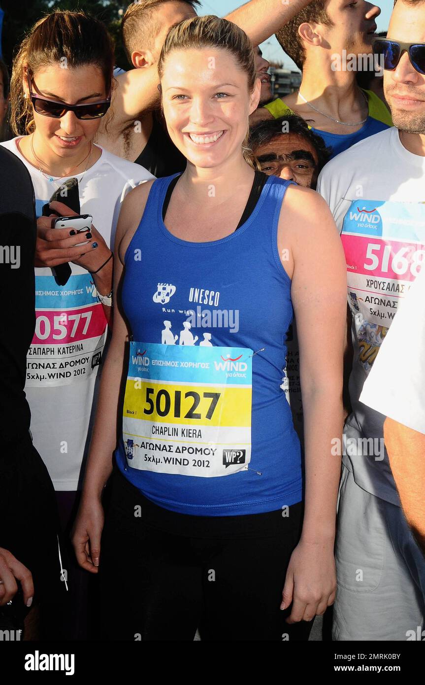 British actress Kiera Chaplin participates in the Athens Marathon Race ...