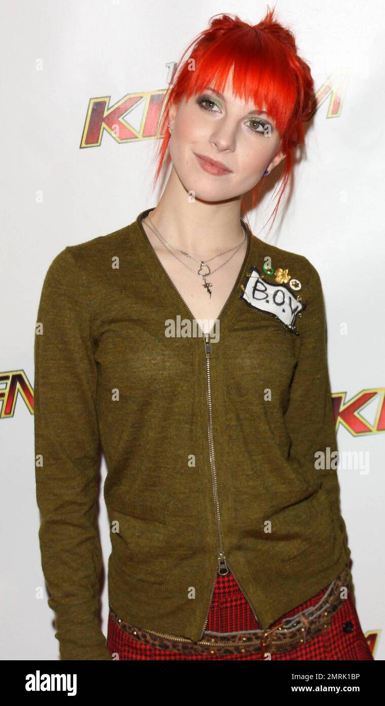 Hayley Williams of Paramore poses on the red carpet during the KISS FM ...