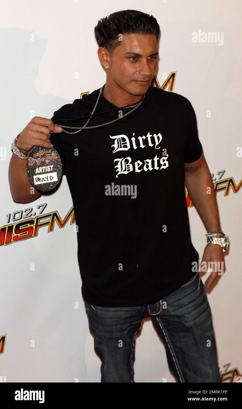 Paul 'Pauly D' DelVecchio poses on the red carpet during the KISS FM ...