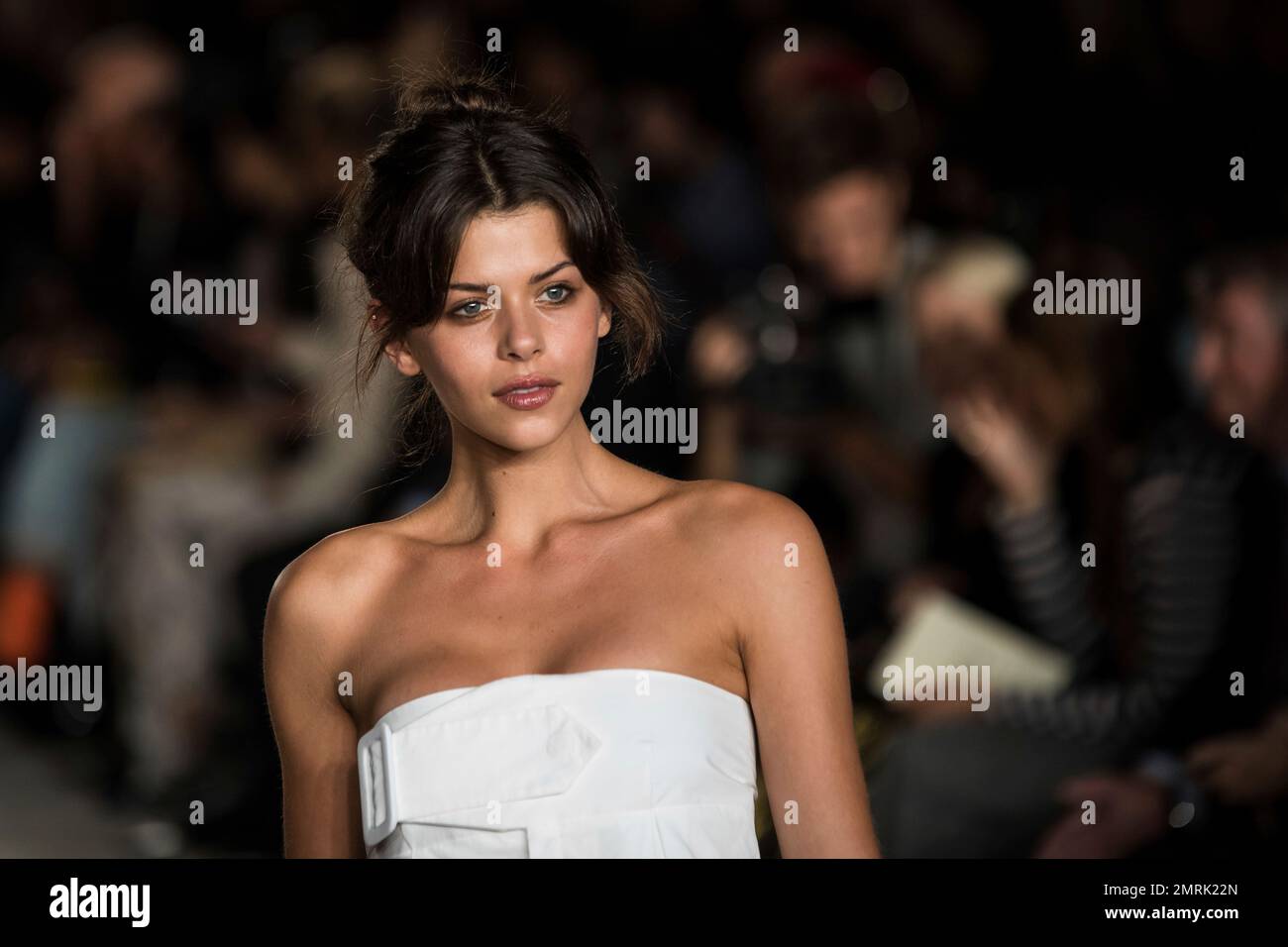 A model wears a creation by designer DAKS during their Spring/Summer ...