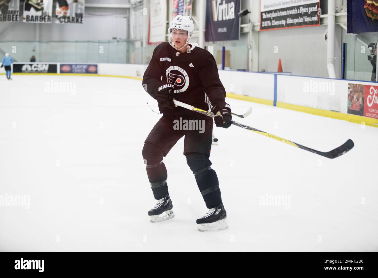 Philadelphia Flyers' Travis Sanheim practices during NHL training camp ...