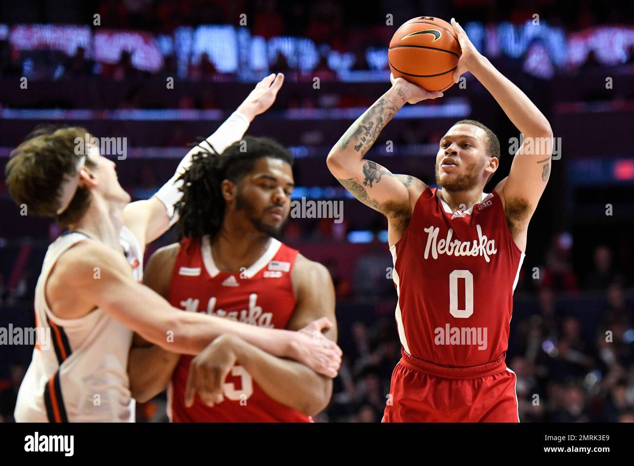 Nebraska's C.J. Wilcher (0) shoots during the second half of an NCAA ...