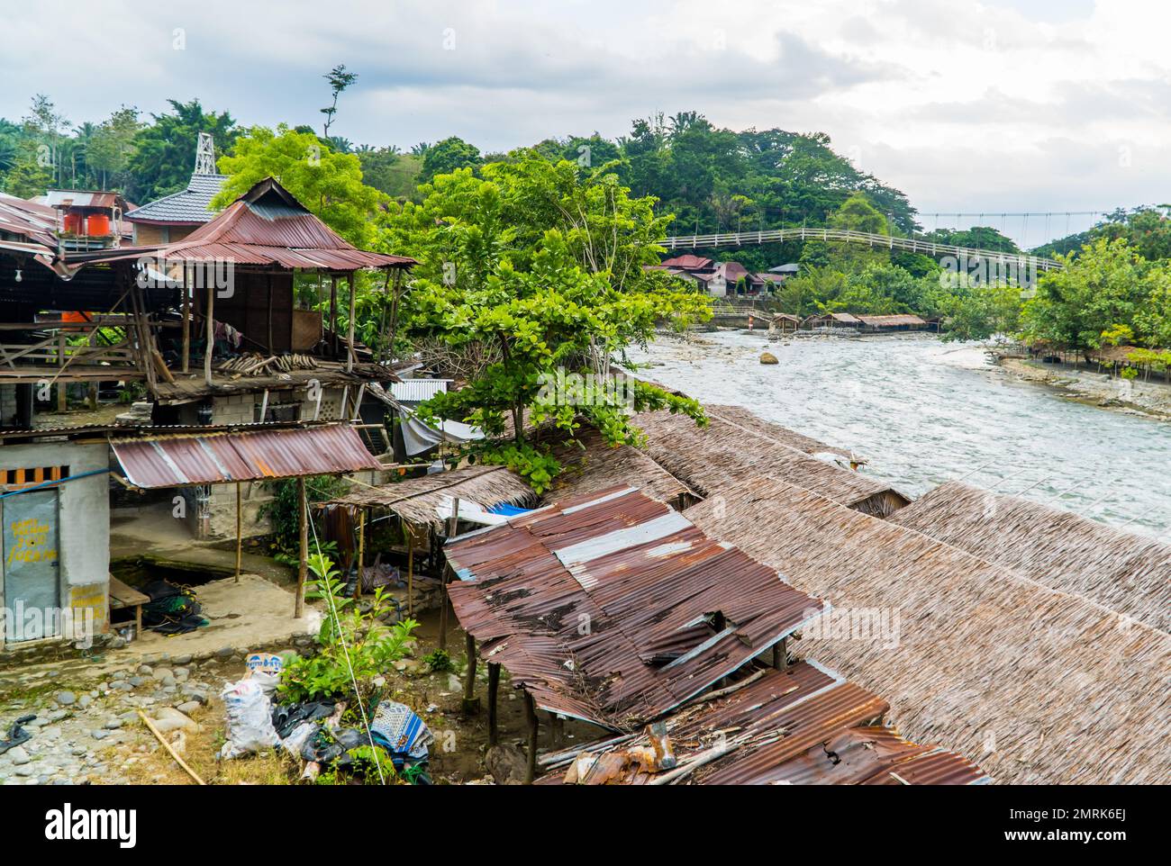 The town of Bukit Lawang in the jungle of North Sumatra, Indonesia ...