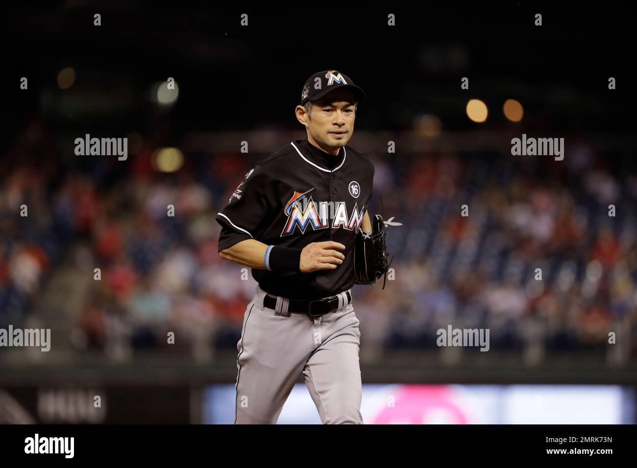 Miami Marlins' Ichiro Suzuki in action during a baseball game against ...