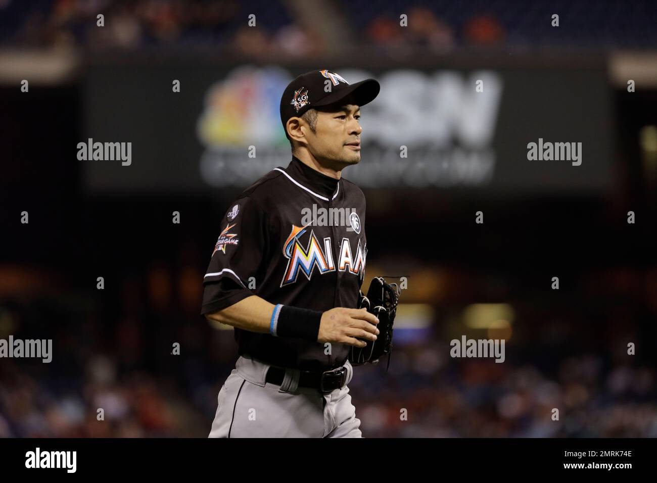 Miami Marlins' Ichiro Suzuki in action during a baseball game against ...