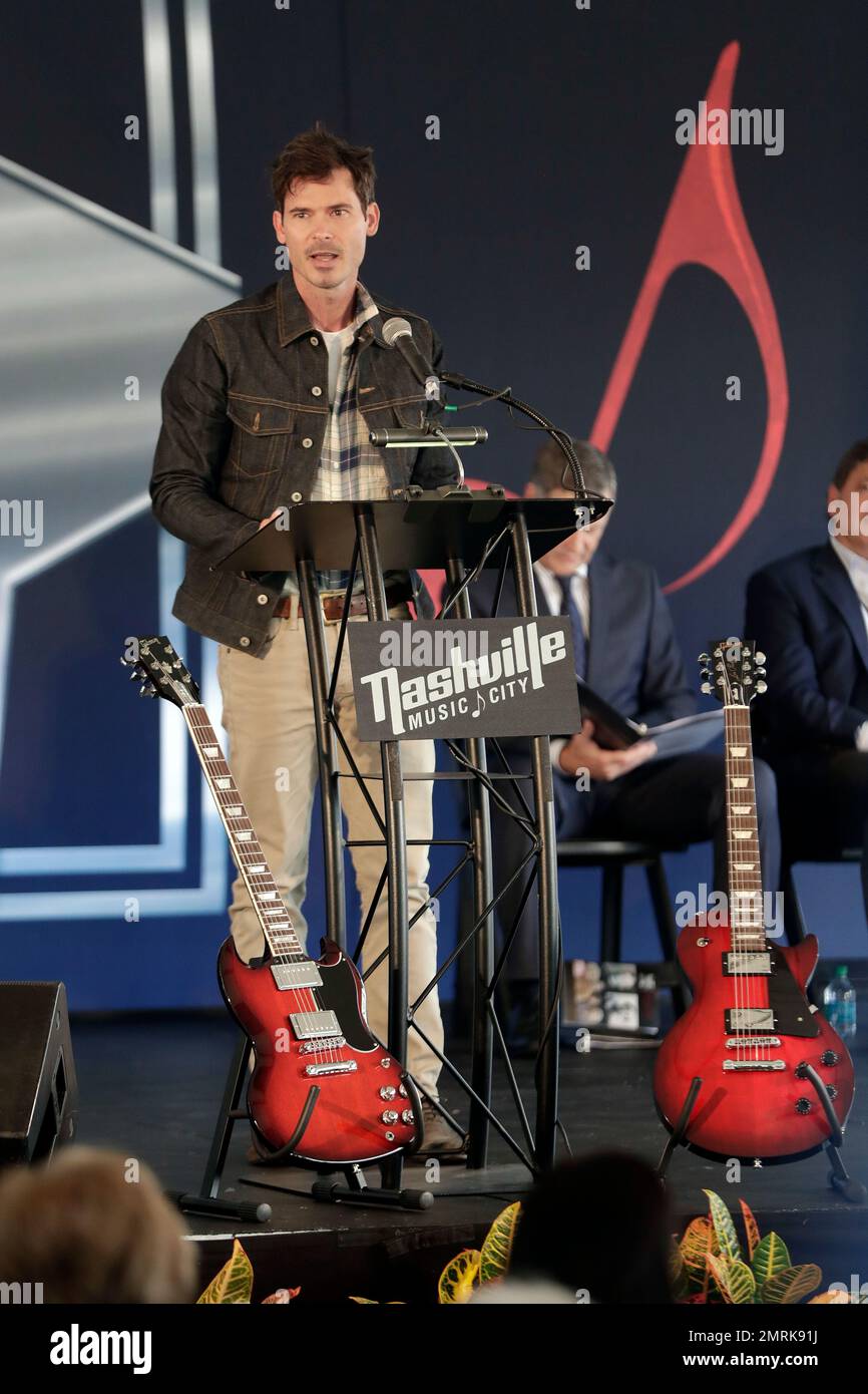 Ketch Secor of the Old Crow Medicine Show speaks at a ceremony for the ...