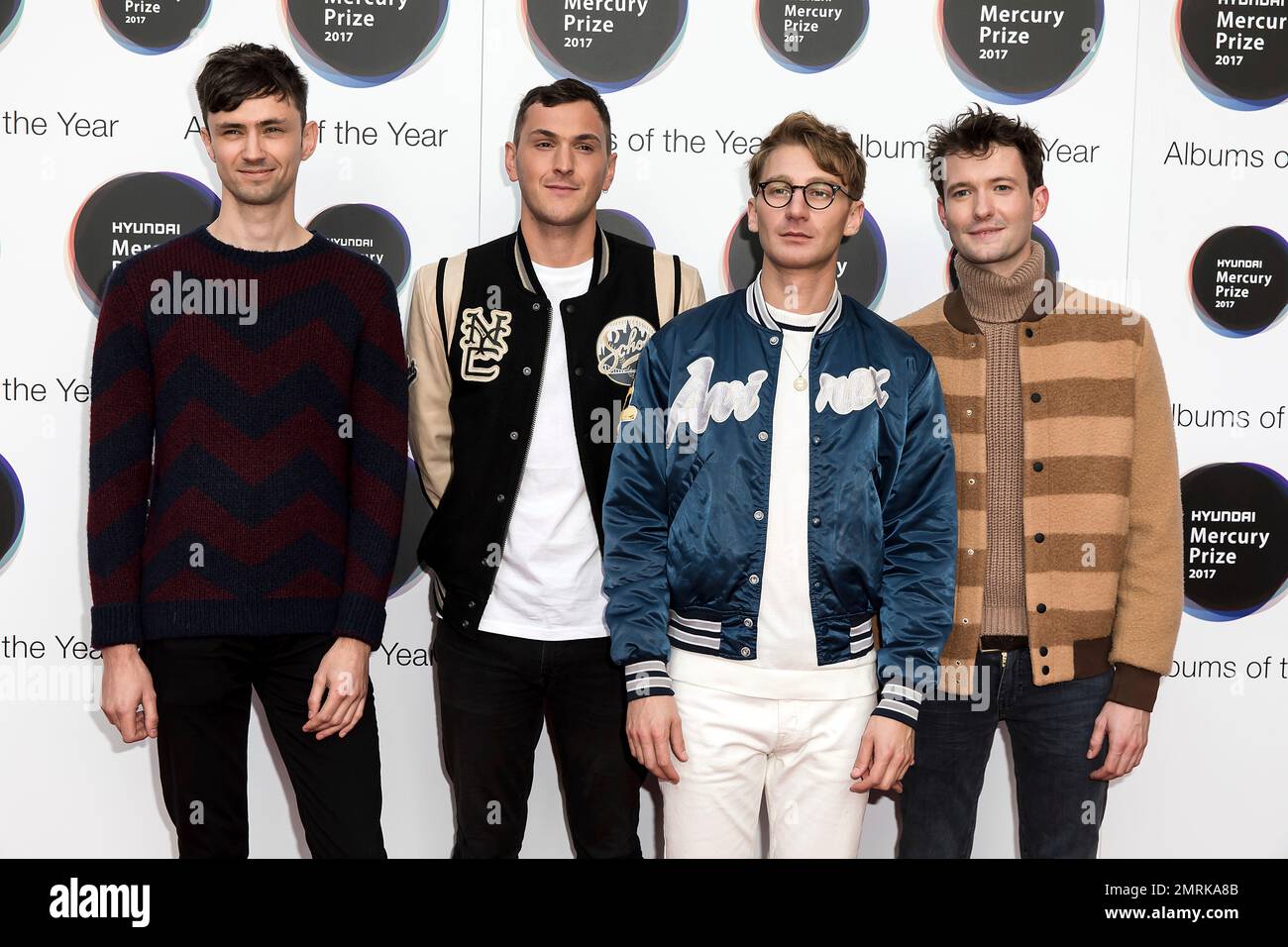 Members of the group 'Glass Animals' pose for photographers on arrival ...