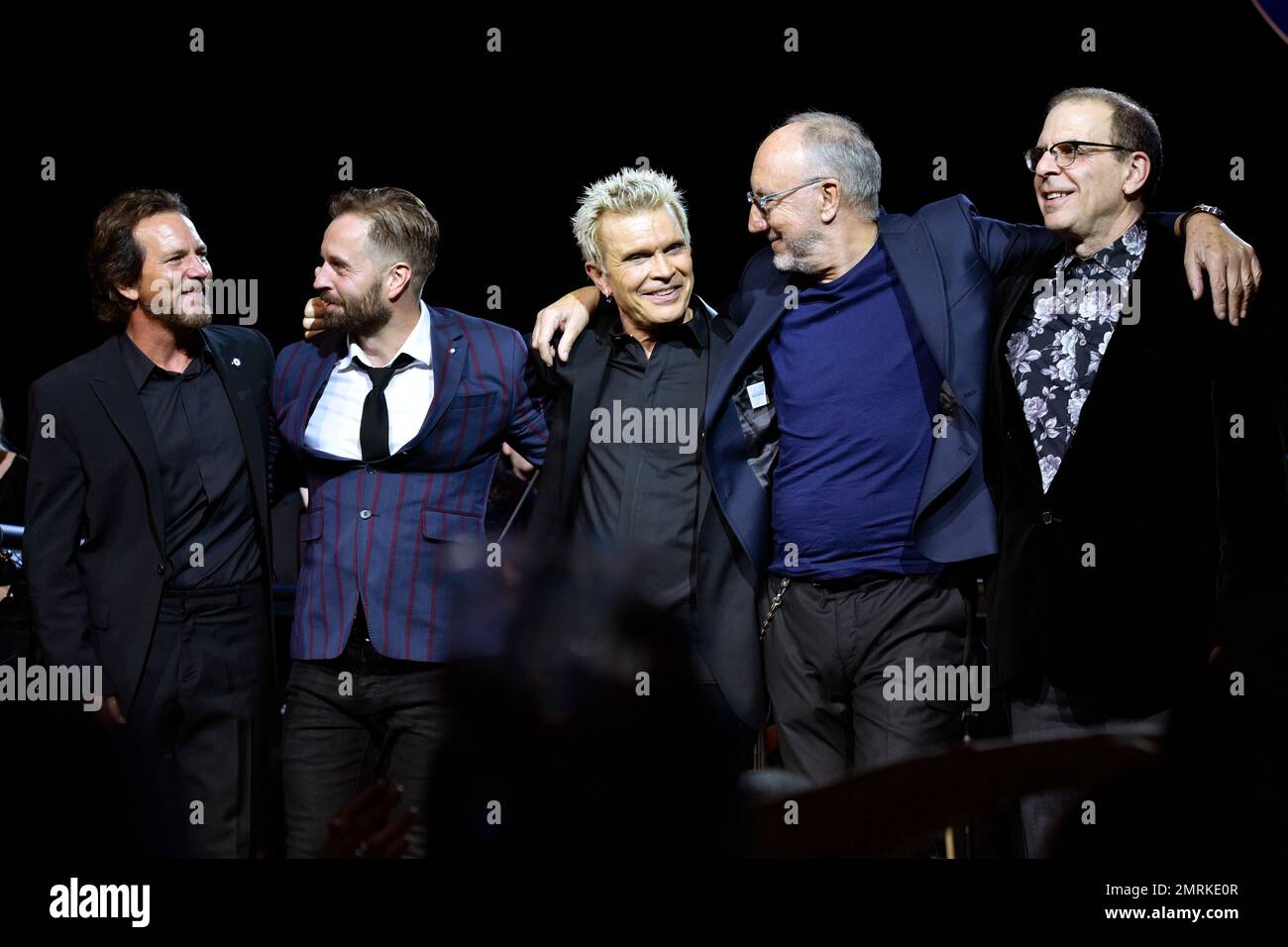 Eddie Vedder, from left, Alfie Boe, Billy Idol, Pete Townshend, and ...