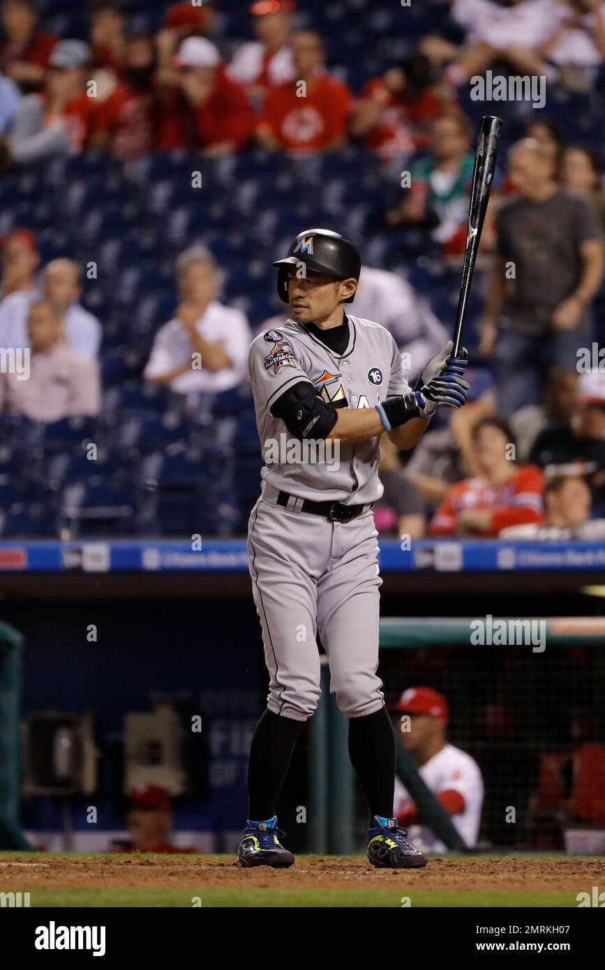 Miami Marlins' Ichiro Suzuki in action during a baseball game against ...