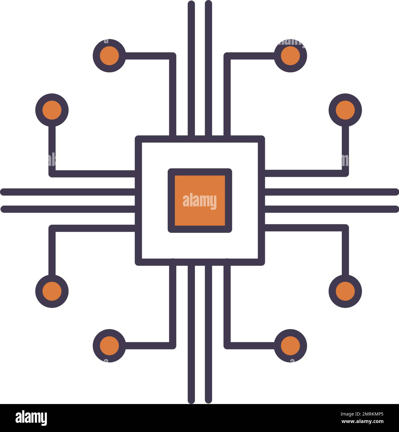 Chip motherboard circuit scheme abstract vector line icon. Digital ...