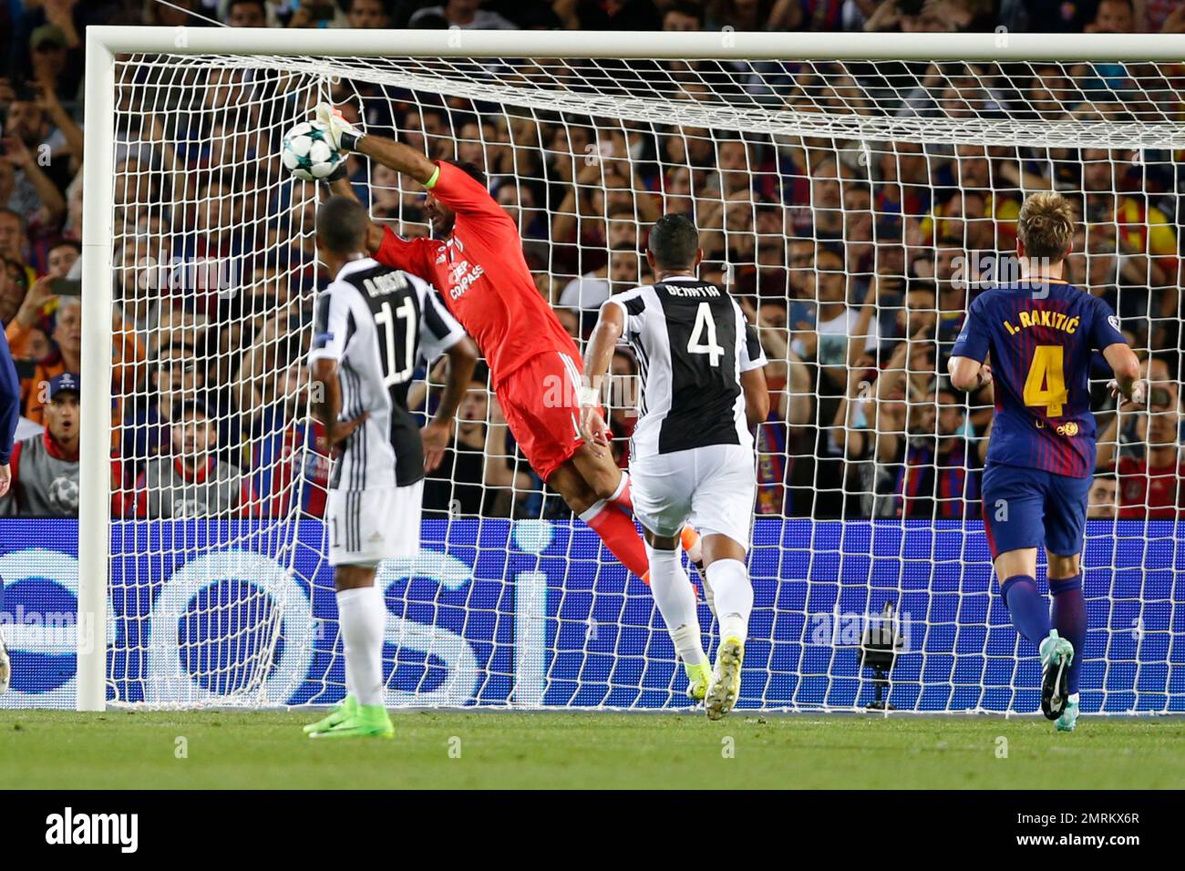 Juventus goalkeeper Gianluigi Buffon saves a shot on goal during a ...