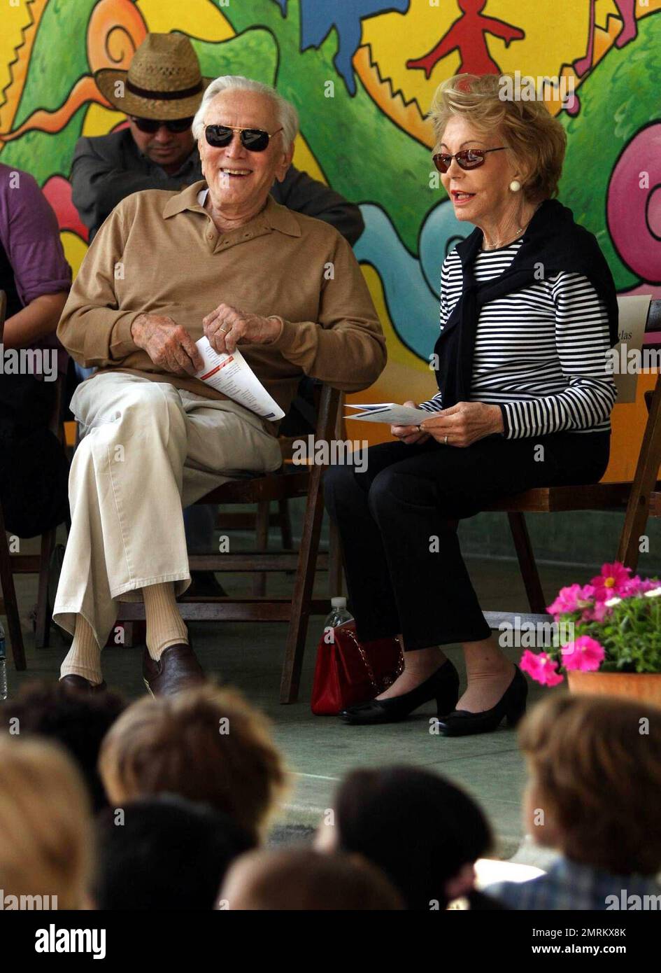 Kirk and Anne Douglas were on hand at Ivanhoe Elementary School in Los ...