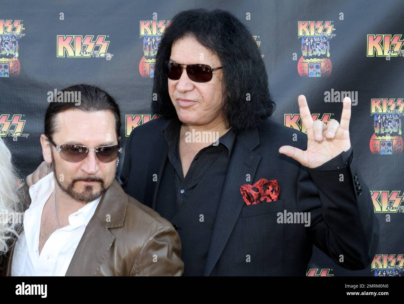 Eric Singer and Gene Simmons attend the KISS by Monster Mini Golf grand ...