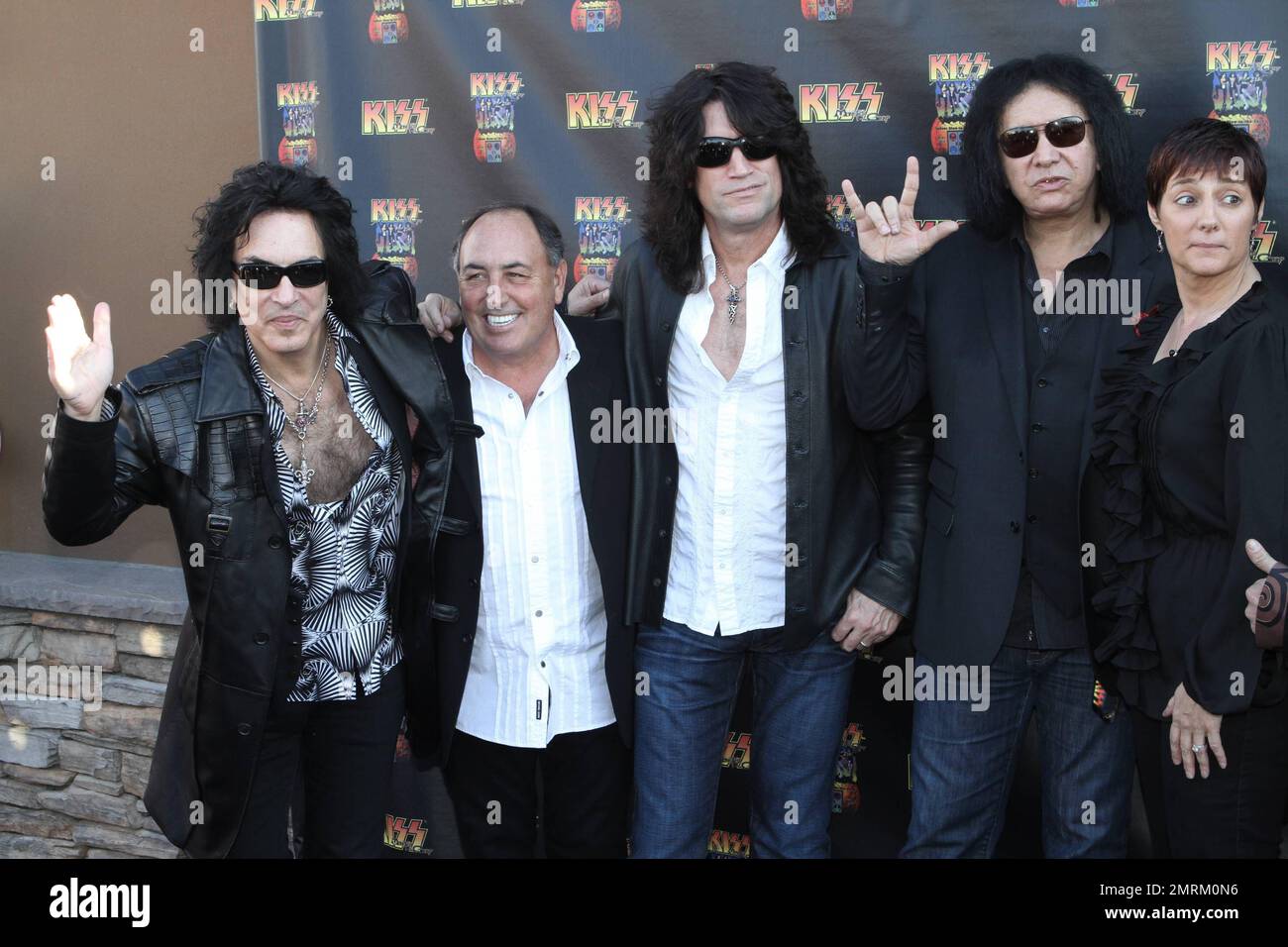Paul Stanley, Tommy Thayer and Gene Simmons attend the KISS by Monster ...