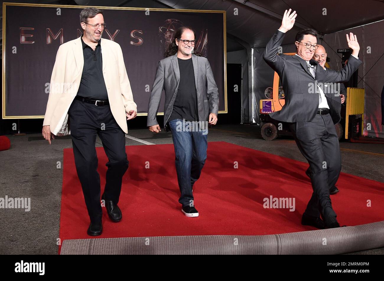 Ricky Kirshner, from left, Glenn Weiss, Stephen Colbert and Jack ...