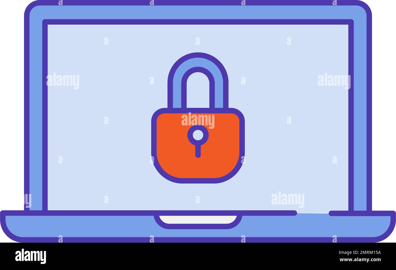 Lock on laptop screen vector. Safe computer flat icon. Privacy and ...
