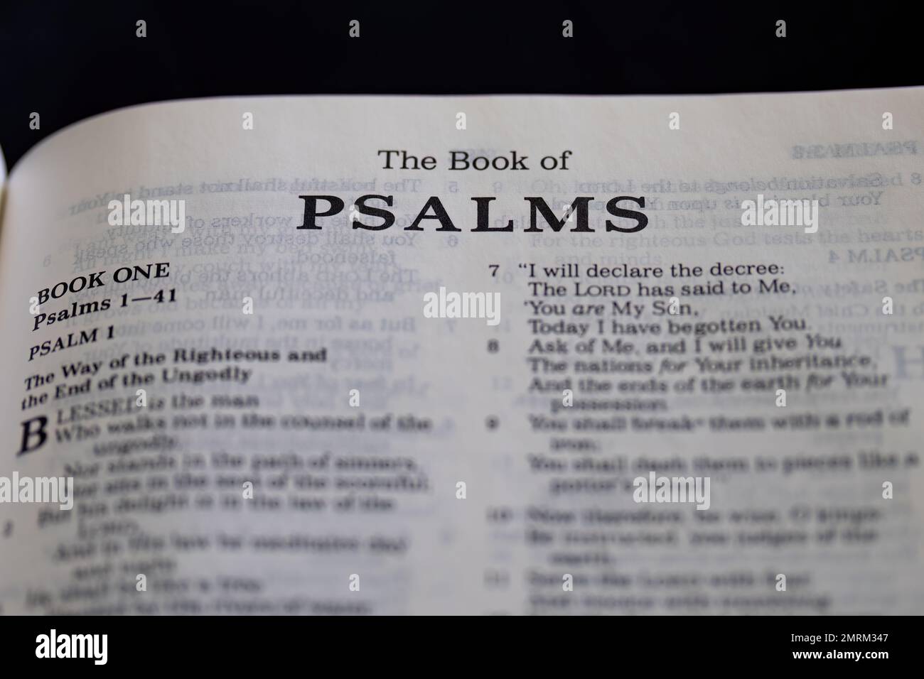 A closeup of "The Book of Psalms" in Holy Bible Stock Photo - Alamy