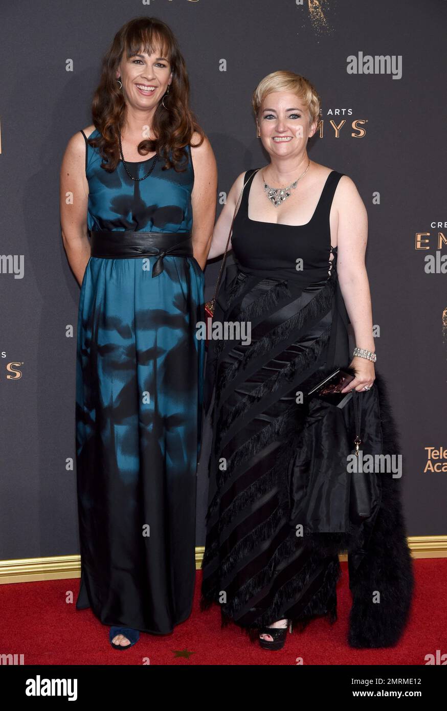 Maria Baker, left, and Cat Smith arrive at night two of the Television ...