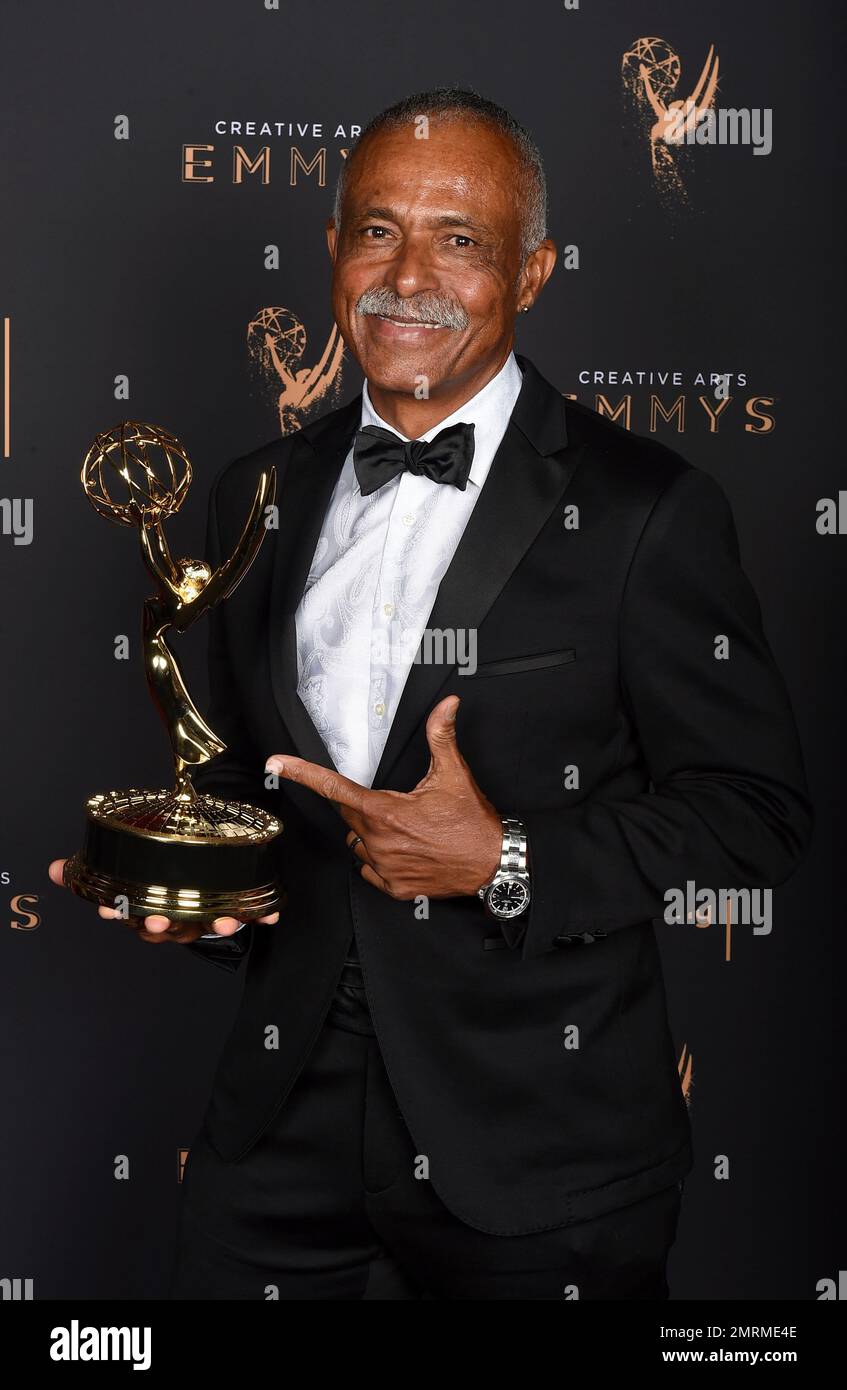 EXCLUSIVE - Donald A. Morgan poses for a portrait with the award for ...