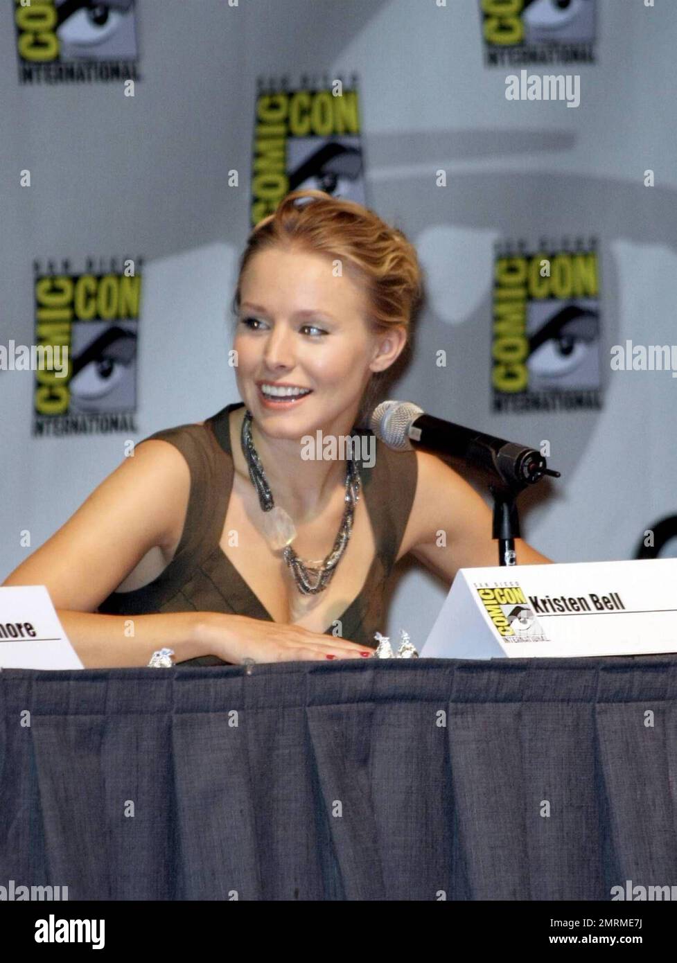 Kristen Bell speaks on a panel about the new movie "Astro Boy" during ...