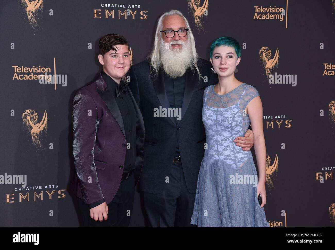 Rodney Taylor, center, arrives at night two of the Creative Arts Emmy ...