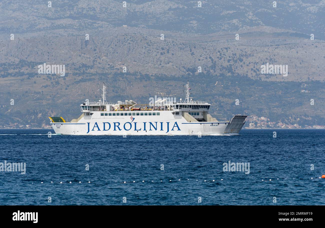 The Jadrolinija Hrvat ferry sailing between Split and Brac island in Croatia Stock Photo - Alamy