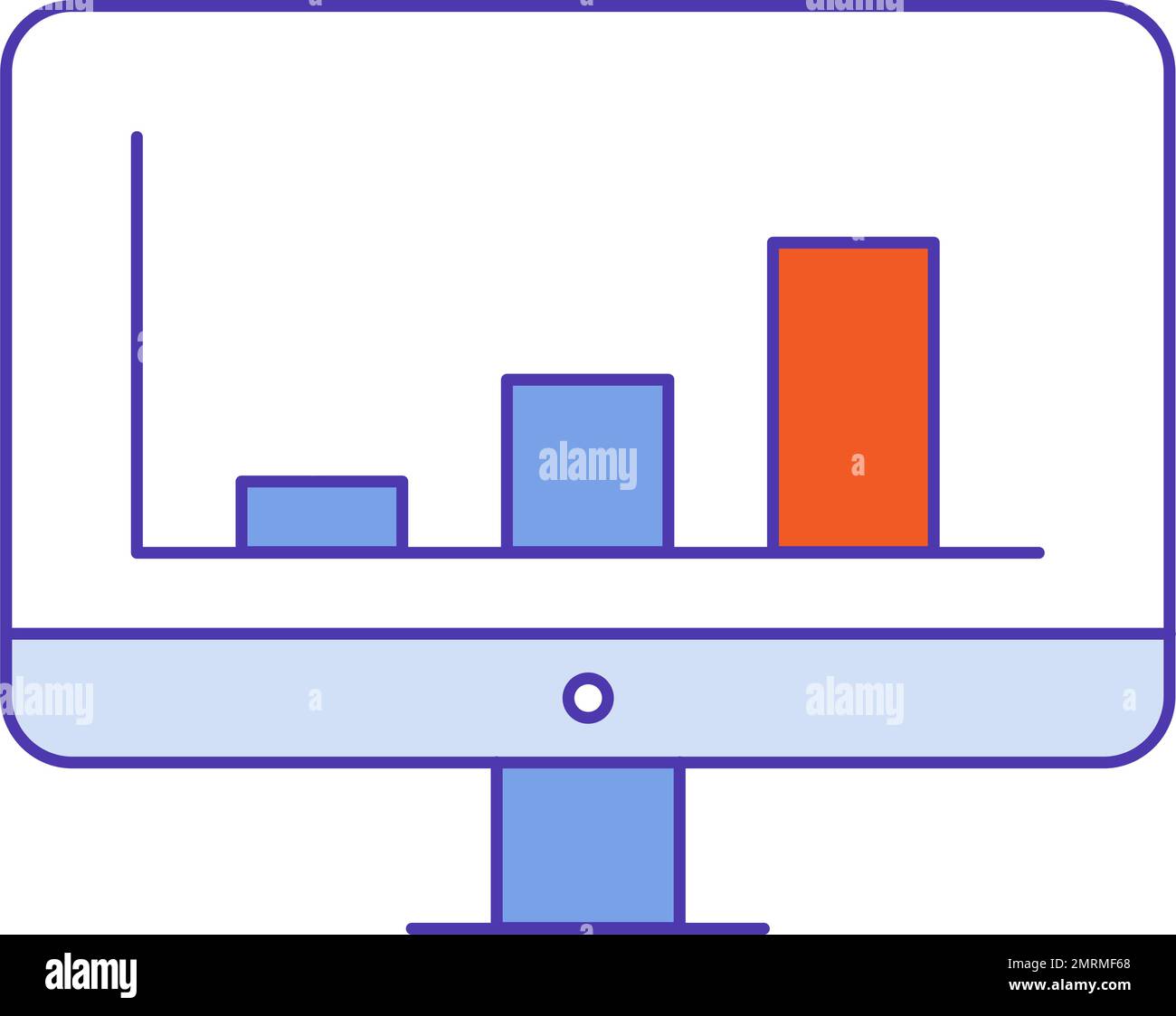 Computer screen with graph vector. Bar chart on monitor icon. Business ...