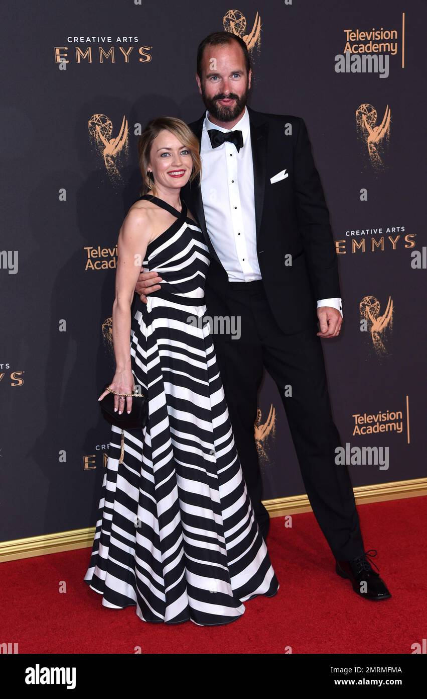 Jo Riddell, left, and Philip Murphy arrive at night two of the Creative ...