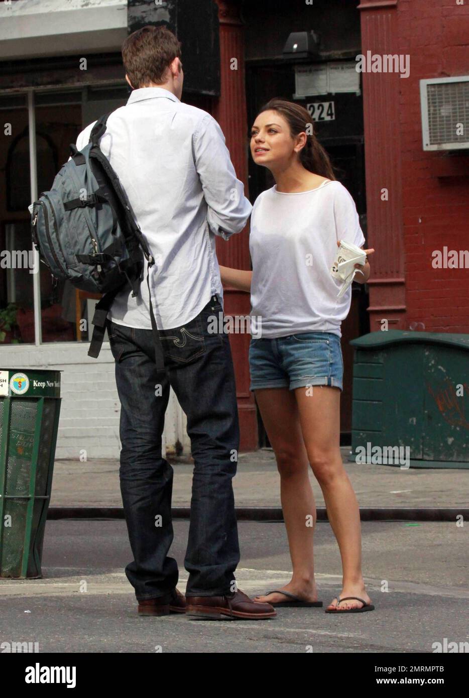 Mila Kunis films scenes on the set of her movie Friends With Benefits ...