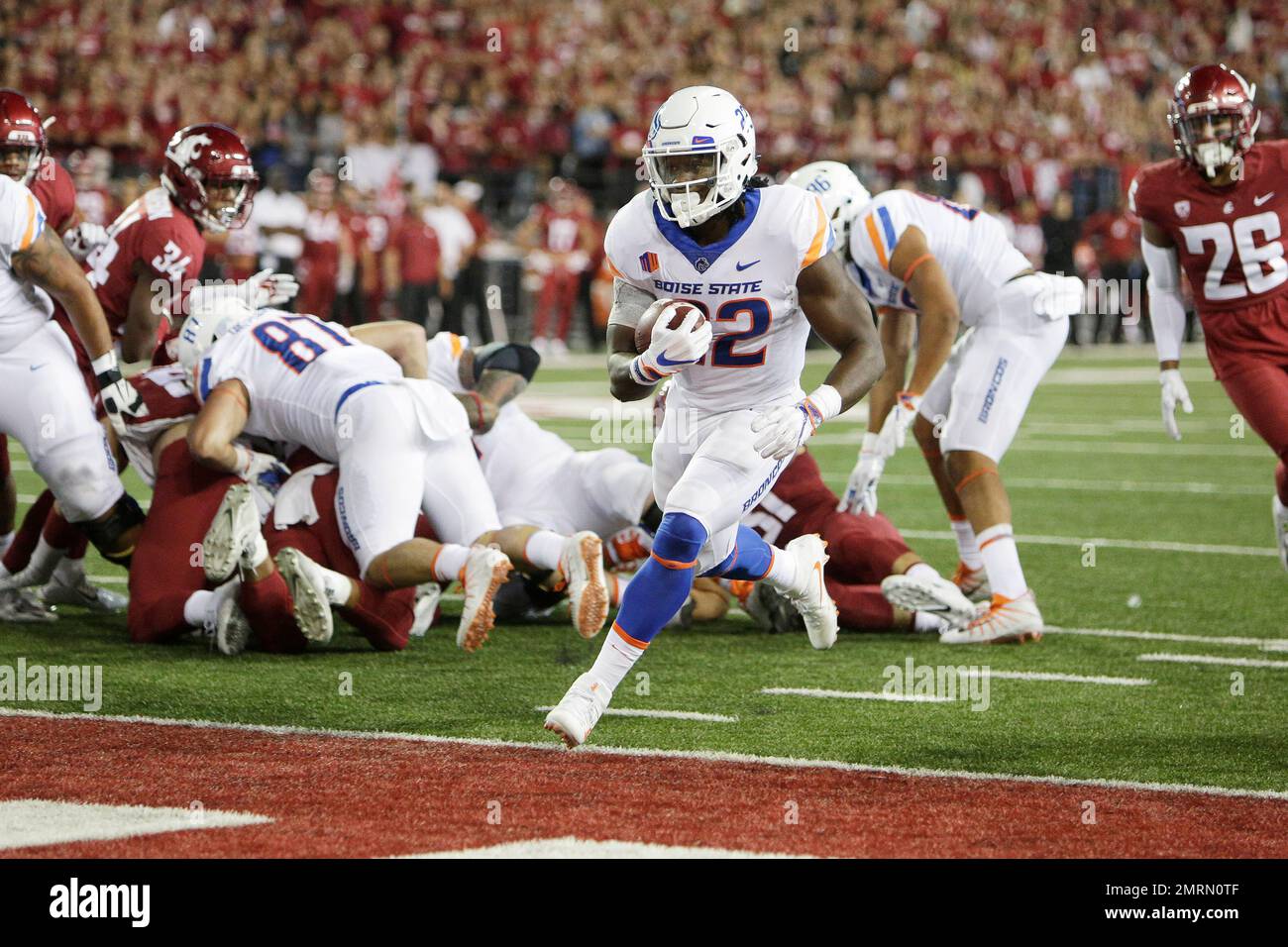 Boise State running back Alexander Mattison (22) rushes for a touchdown ...