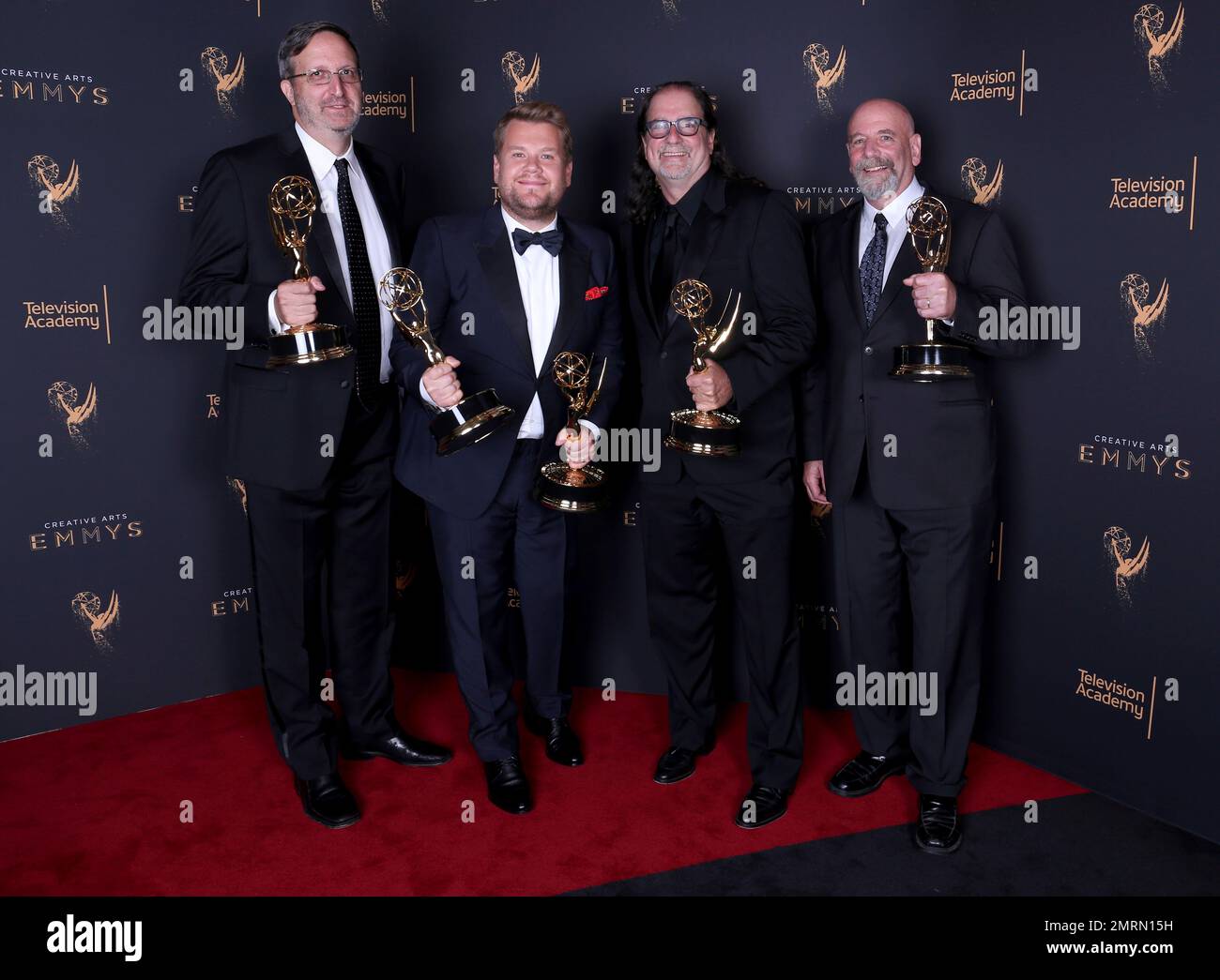 EXCLUSIVE - Ricky Kirshner, from left, James Corden, Glenn Weiss, and ...