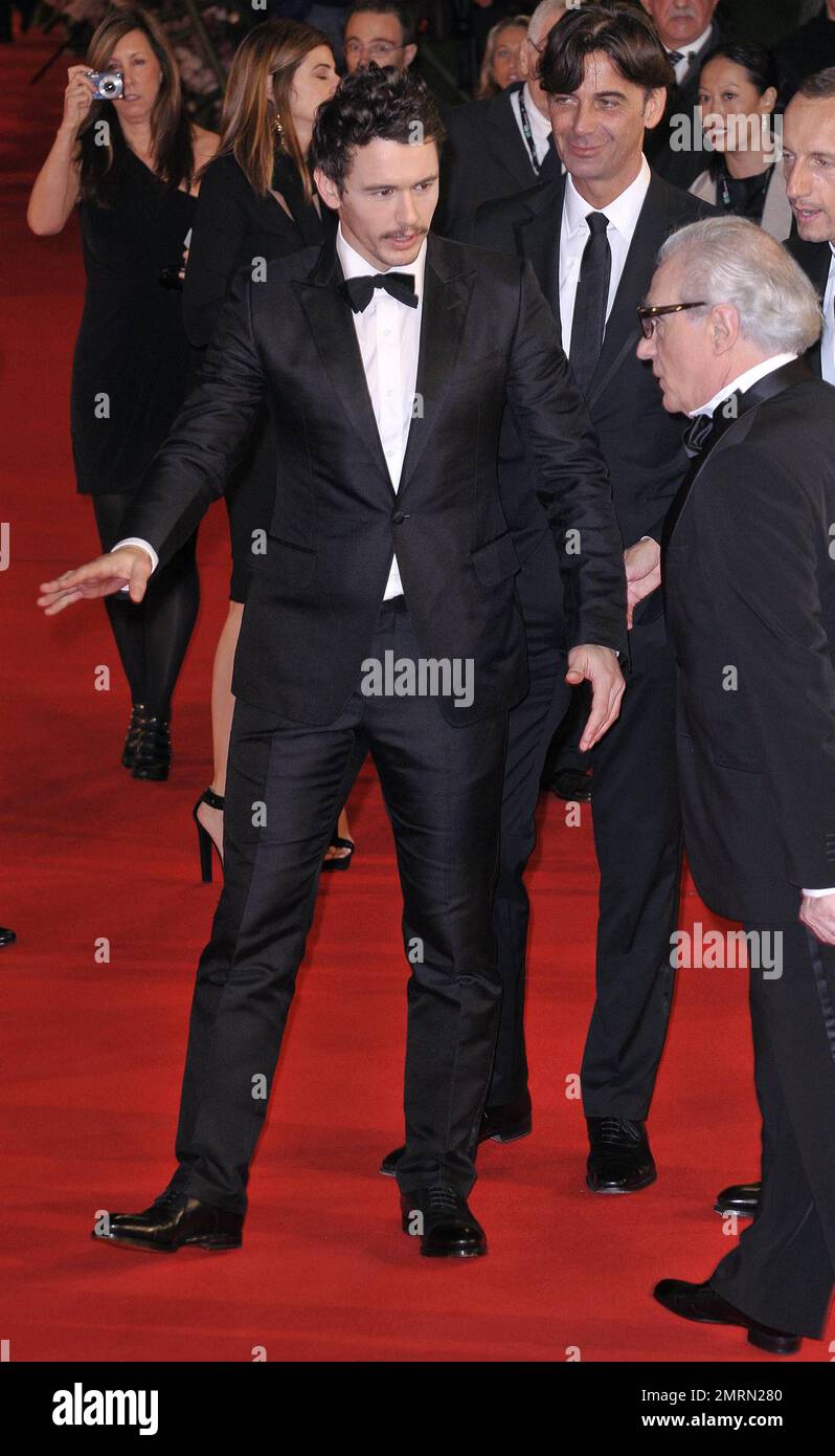 Actor James Franco, Patrizio di Marco and director Martin Scorsese walk ...