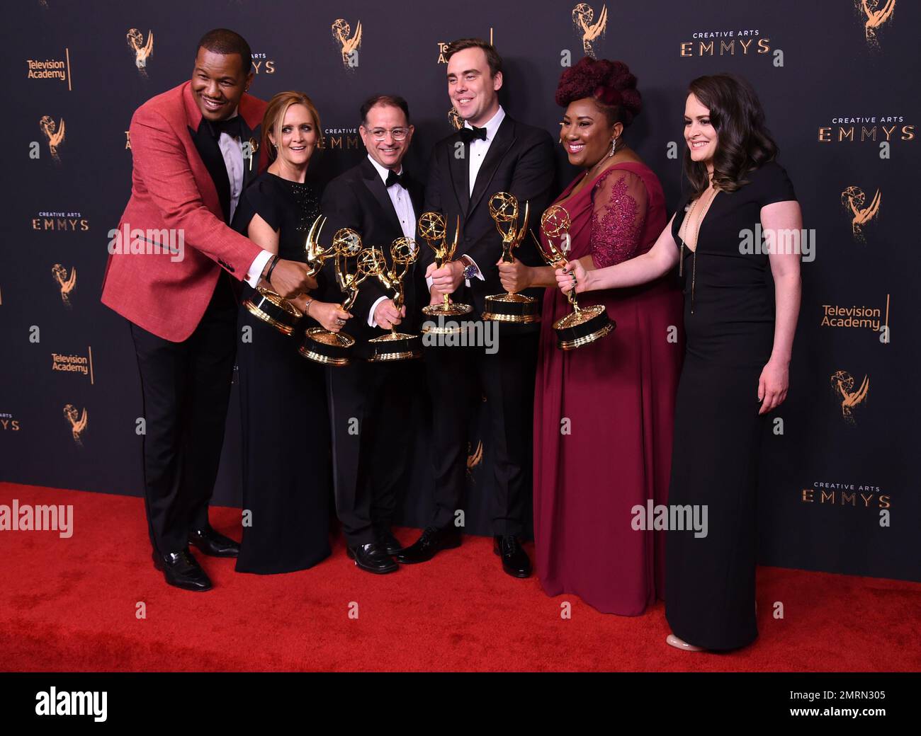 Travon Free, from left, Samantha Bee, Eric Drysdale, Pat Cassels ...