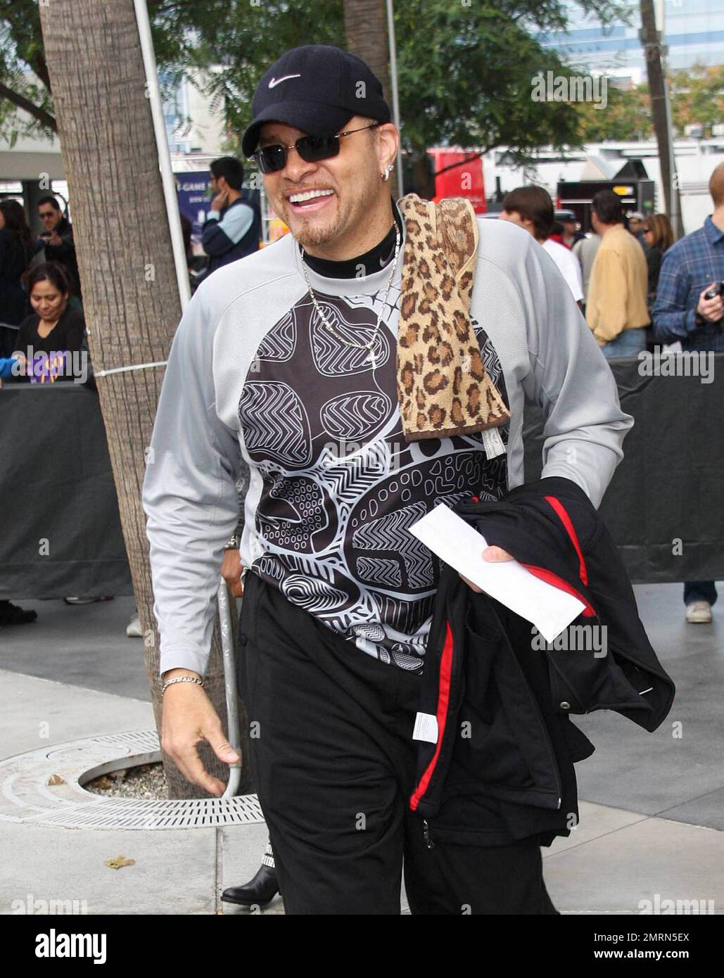 Sinbad (David Adkins) appears in high spirits as he arrives at Staples ...