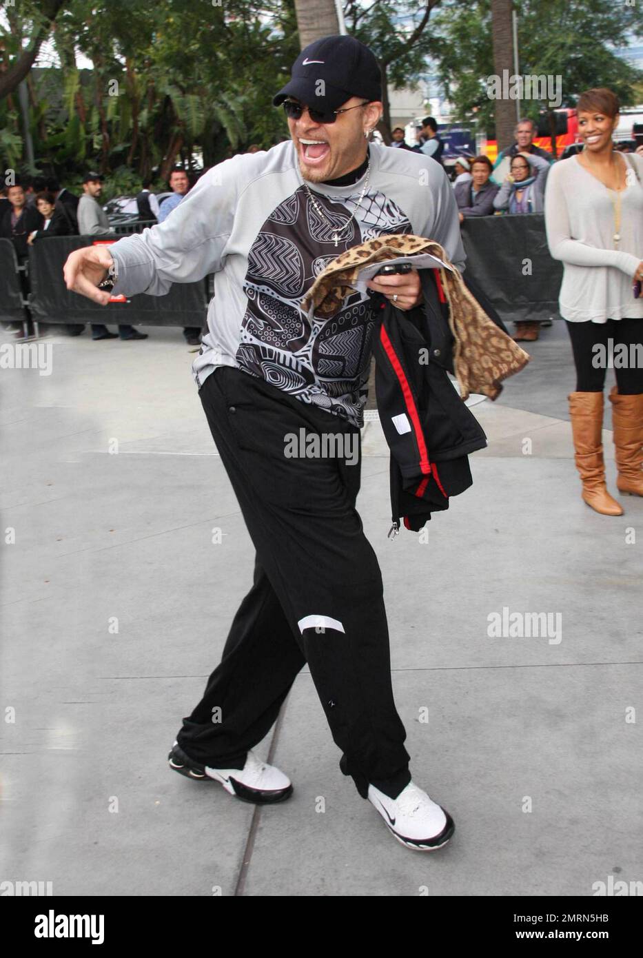 Sinbad (David Adkins) appears in high spirits as he arrives at Staples ...