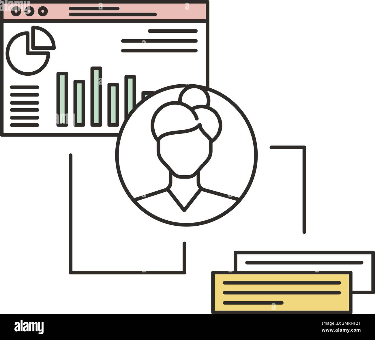 User prediction and consumer behavior statistic linear flat vector icon ...