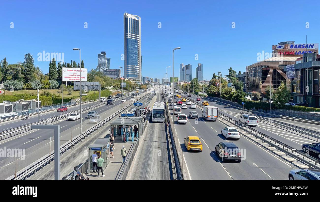 The most crowded highway and metros line in Istanbul, Turkey Stock ...