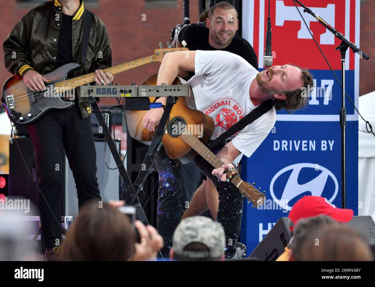 IMAGE DISTRIBUTED FOR NFL - Ryan Miller of Guster sings into a mic that ...