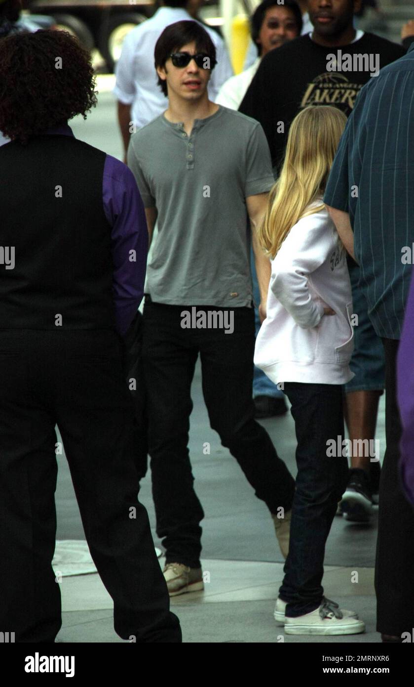Justin Long arrives for the LA Lakers basketball game at the Staples ...