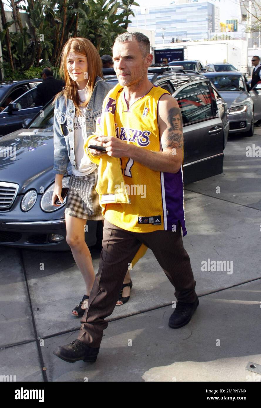 Bassist For The Red Hot Chili Peppers Flea Arrives To Support His Team At The La Lakers Vs The