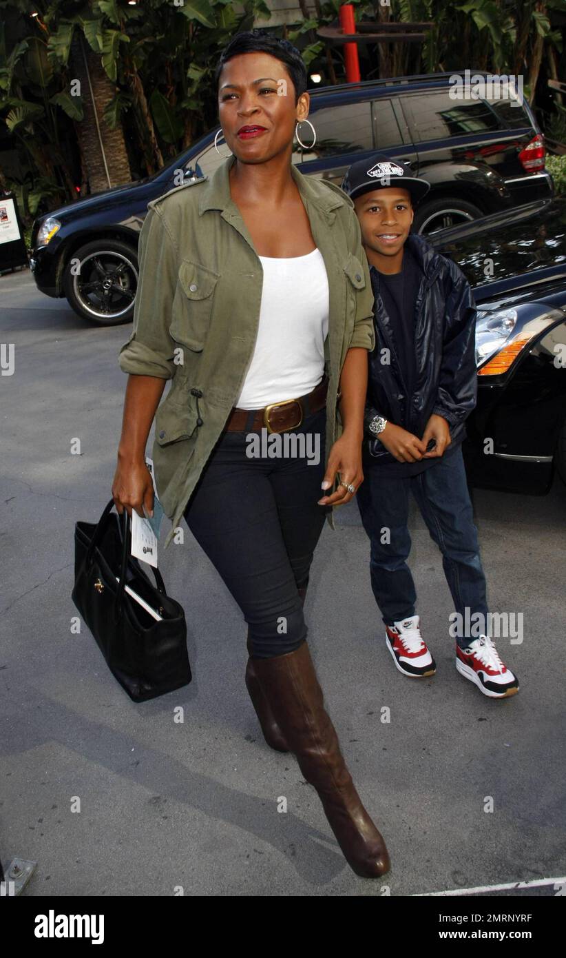 Actress Nia Long and son Massai arrive to support their team at the LA ...