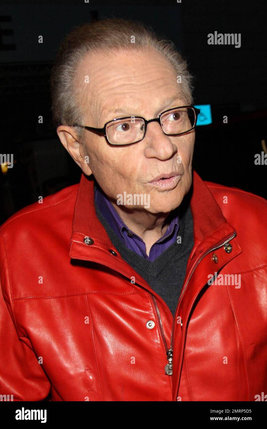 In a red leather jacket Larry King arrives at the CNN building prior to ...