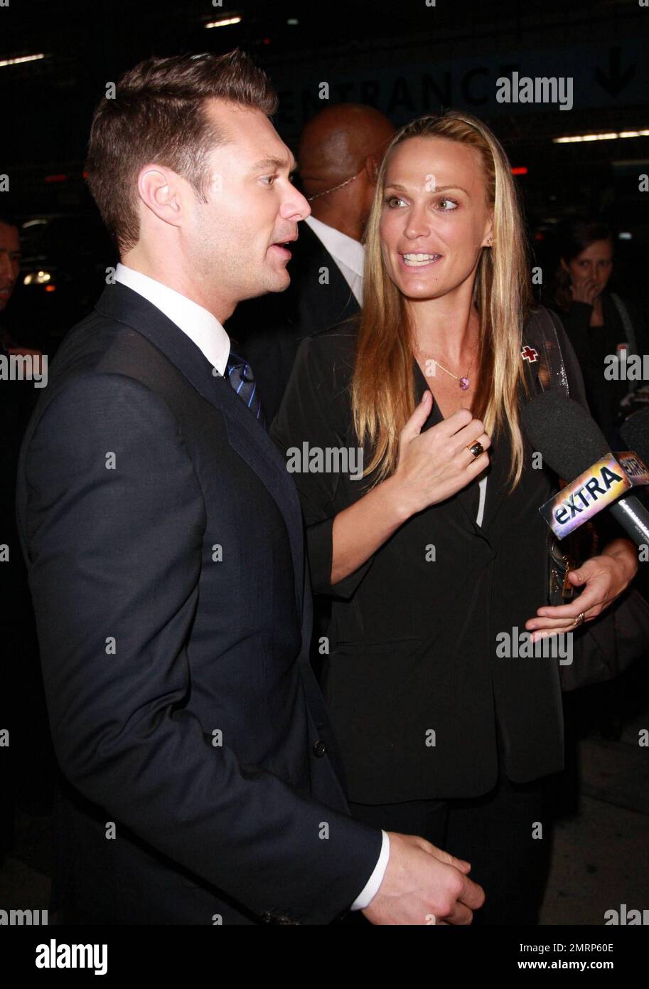 Ryan Seacrest and Molly Sims at CNN studios in Hollywood for Larry King ...