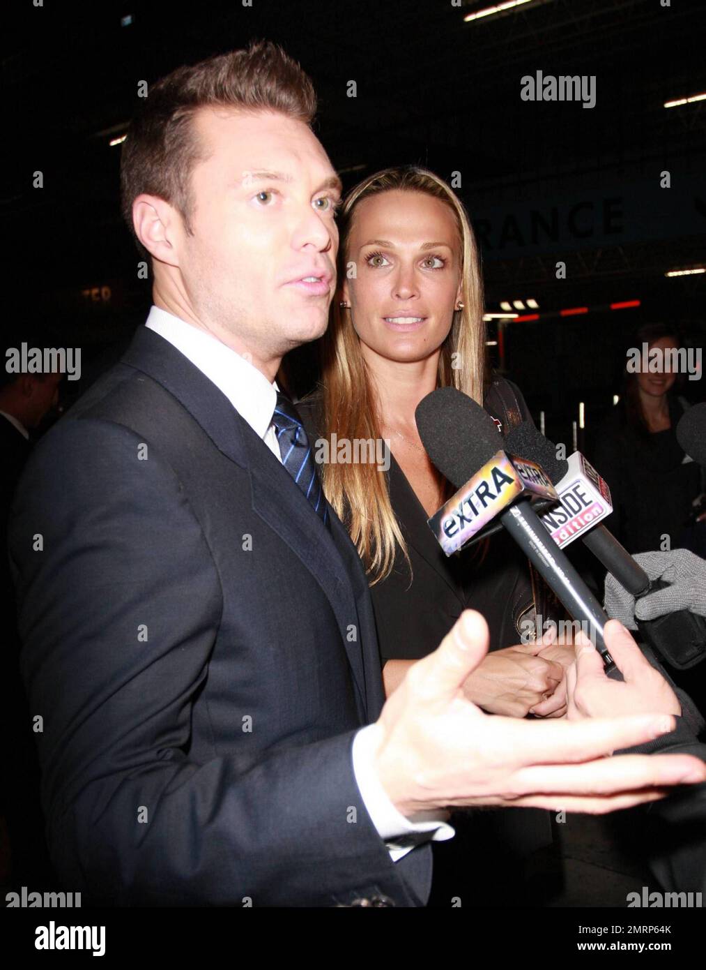 Ryan Seacrest and Molly Sims at CNN studios in Hollywood for Larry King ...