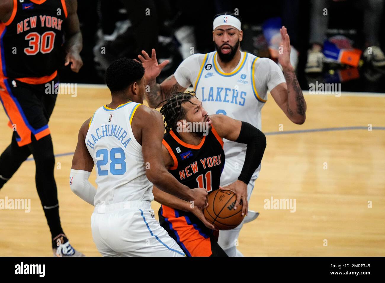 Los Angeles Lakers' Rui Hachimura, of Japan, left, and Anthony Davis ...
