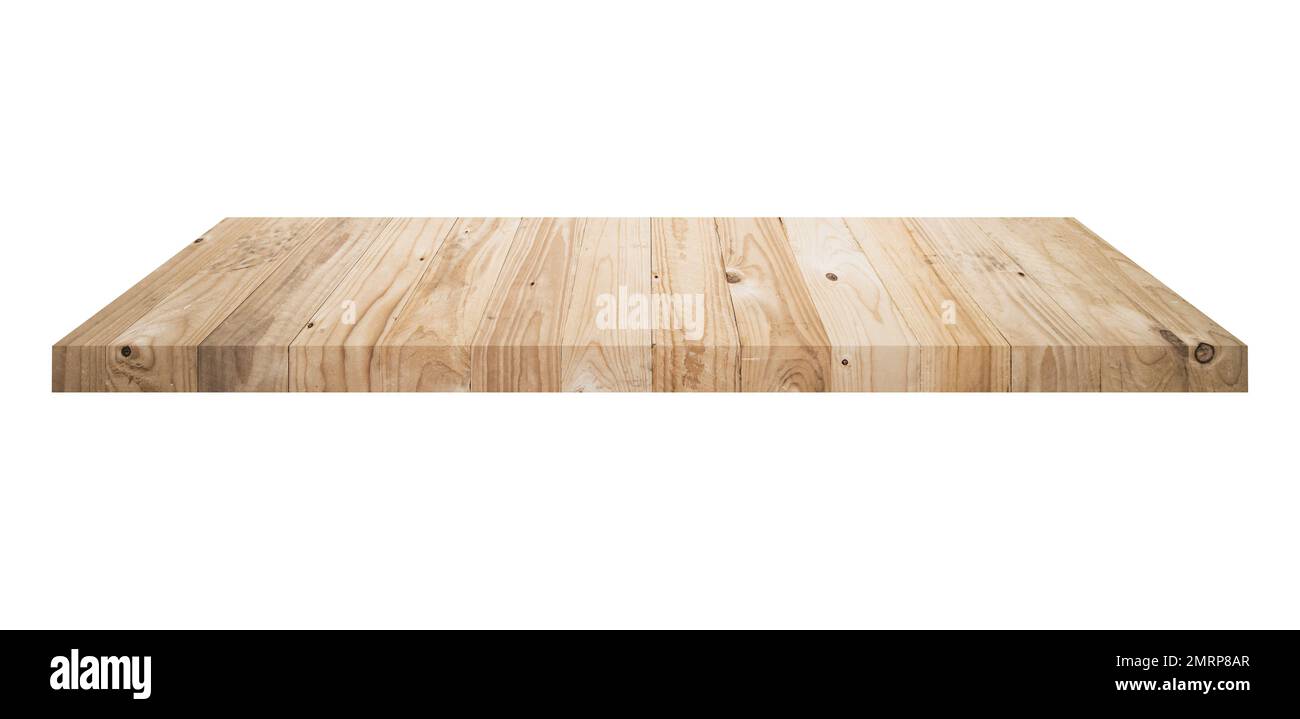 Wooden shelf on isolated white background with space Stock Photo - Alamy