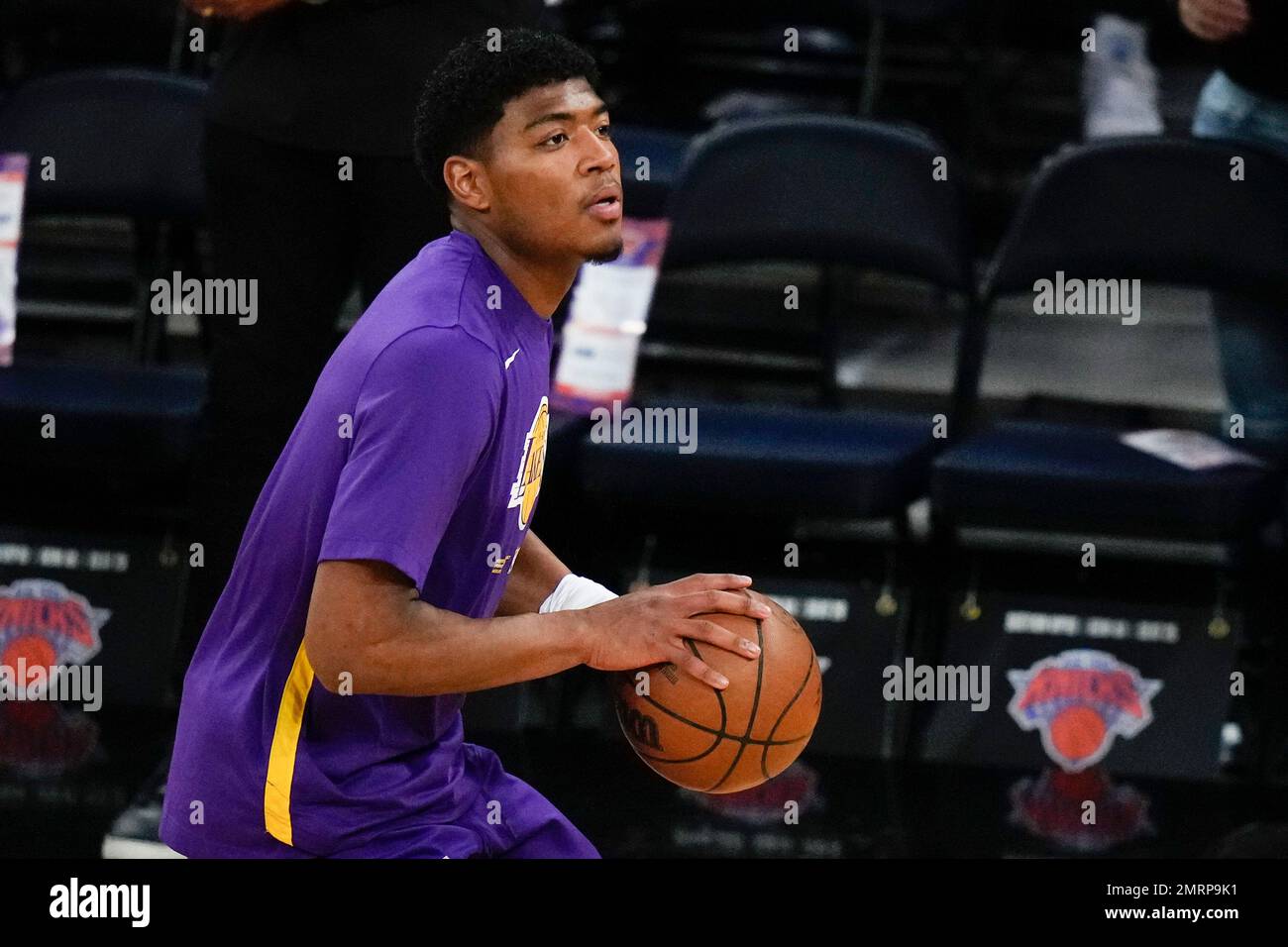 Los Angeles Lakers' Rui Hachimura, of Japan, warms up before an NBA ...