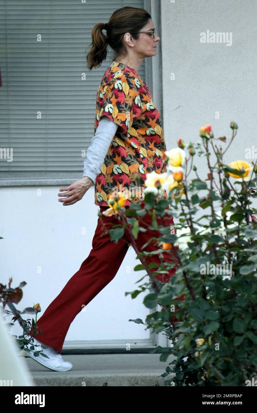 Laura San Giacomo Wears Floral Patterned Scrubs On The Set Of Courteney Coxs Feature