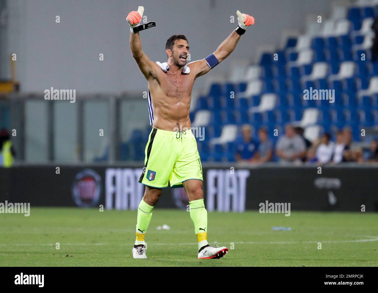 Italy goalkeeper Gianluigi Buffon celebrates his side's 1-0 win, at the ...